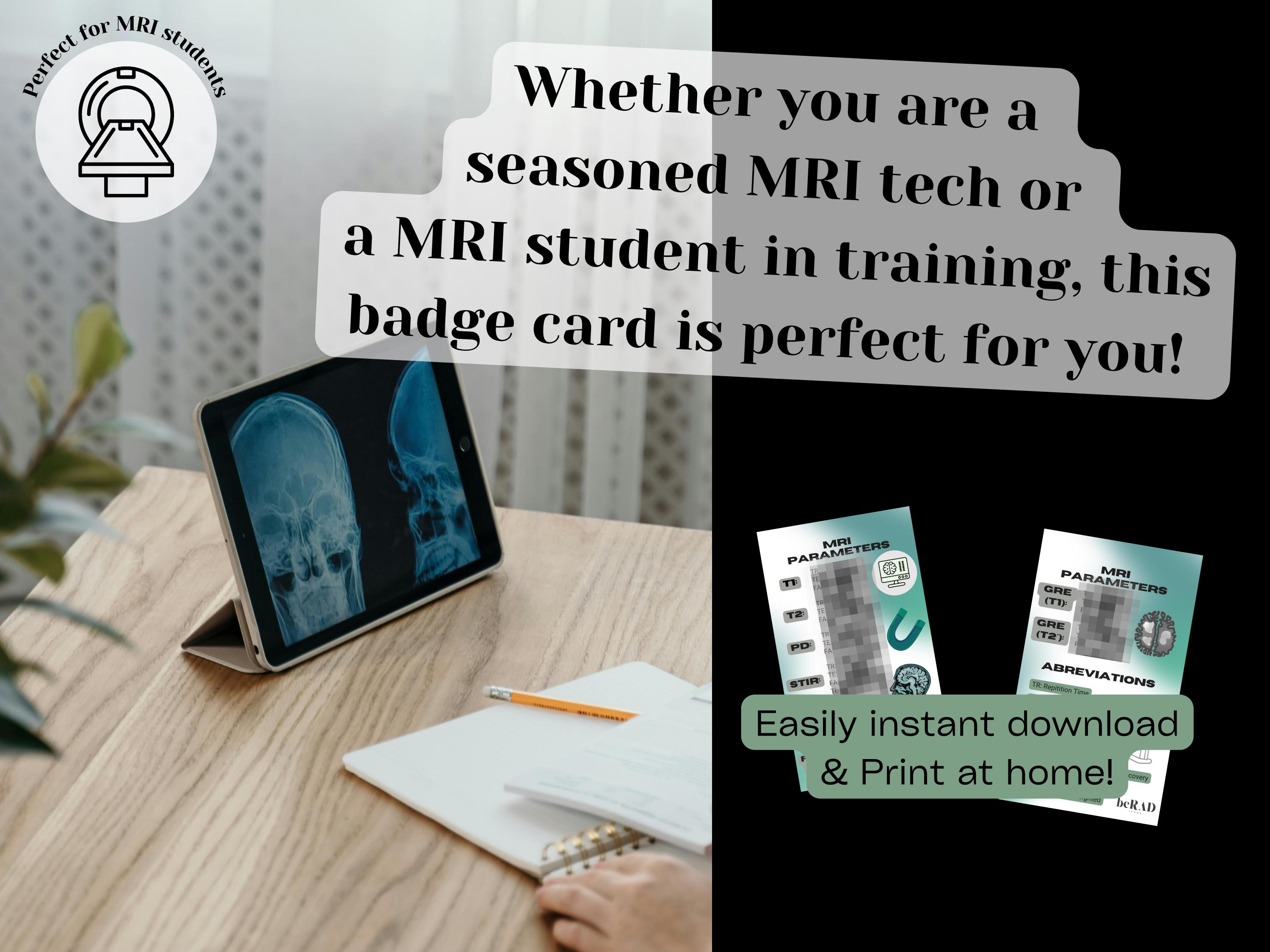 MRI Tech Badge Buddy: Scanning Parameters Cheat Sheet (digital Download) GREEN - Etsy