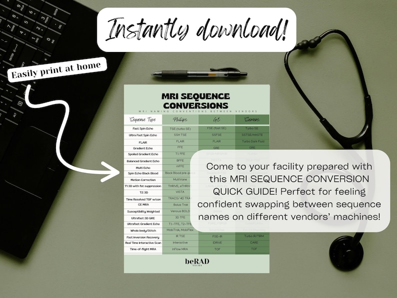 MRI Sequence Conversion Guide: GE, Philips, Siemens (instant Download) - Etsy