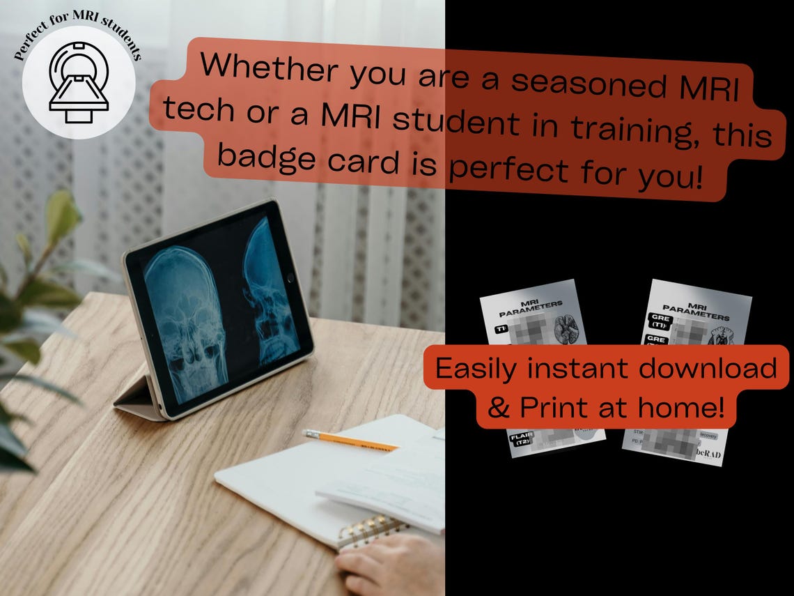 MRI Tech Badge Buddy: Scanning Parameters Cheat Sheet (digital Download) - Etsy