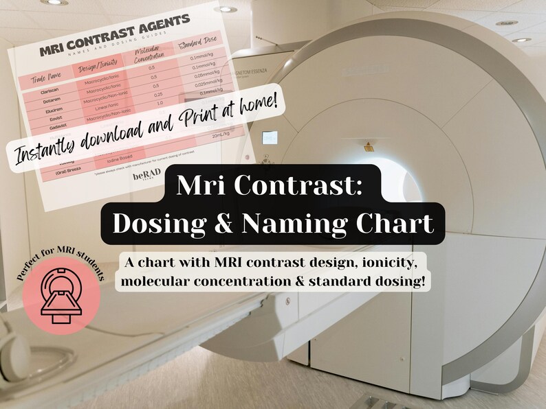 MRI Contrast Dosing Chart: Radiology Cheat Sheet (digital Download) - Etsy