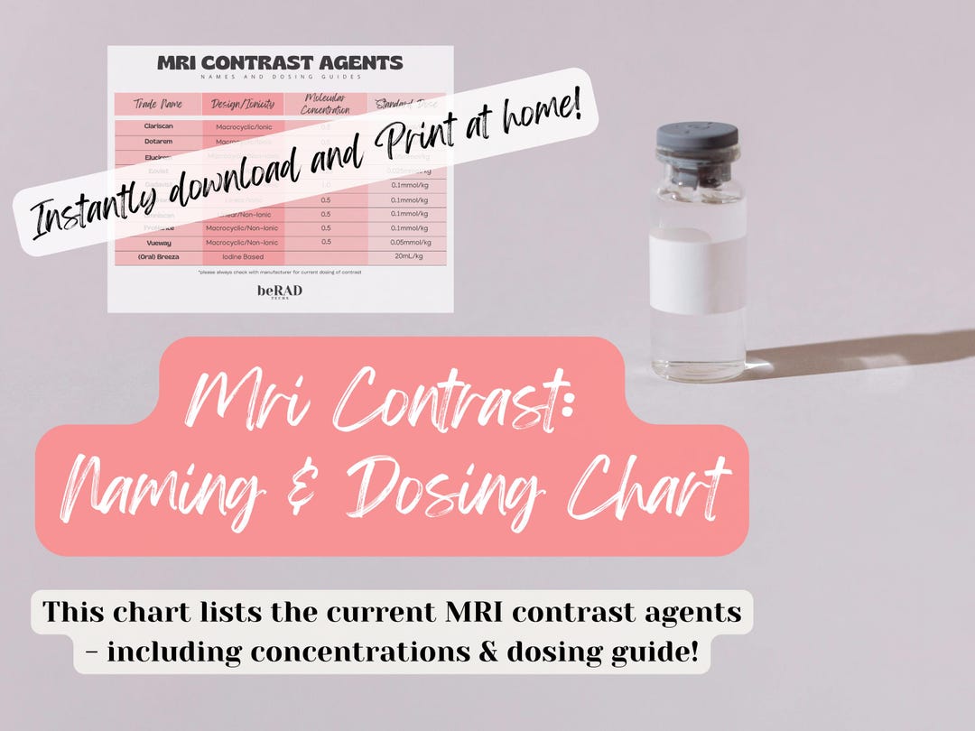 MRI Contrast Dosing Chart: Radiology Cheat Sheet (digital Download) - Etsy