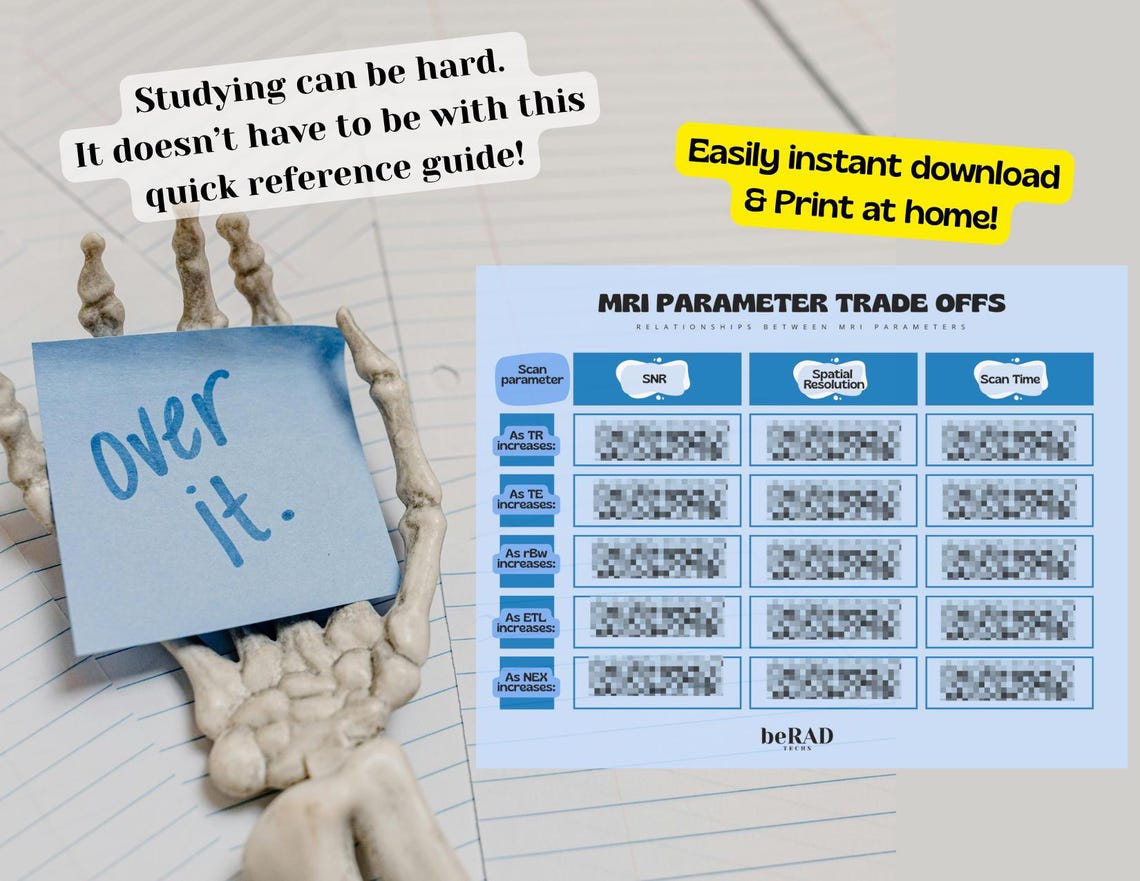 MRI Parameter Guide: Scan Tradeoffs Cheat Sheet (digital Download) - Etsy