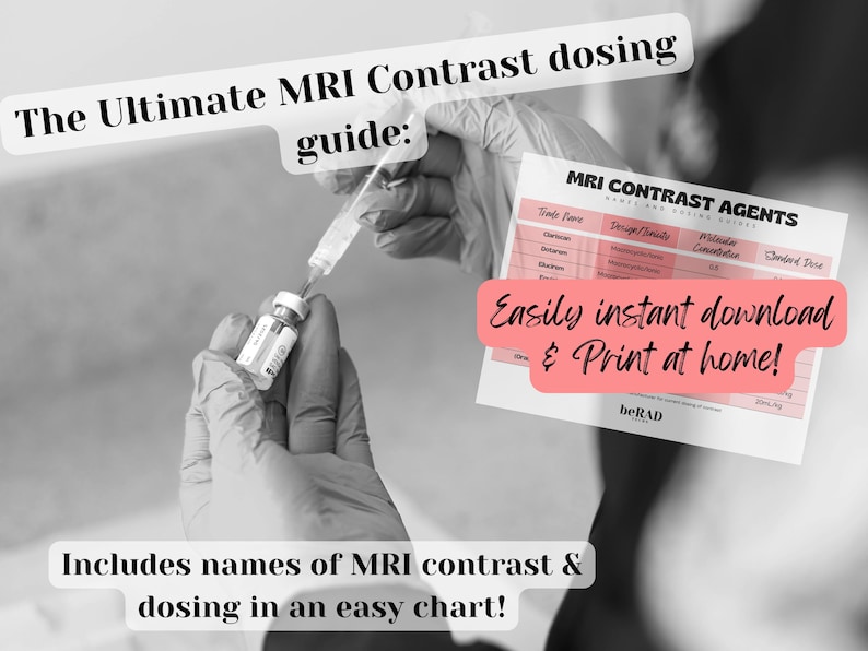 MRI Contrast Dosing Chart: Radiology Cheat Sheet (digital Download) - Etsy