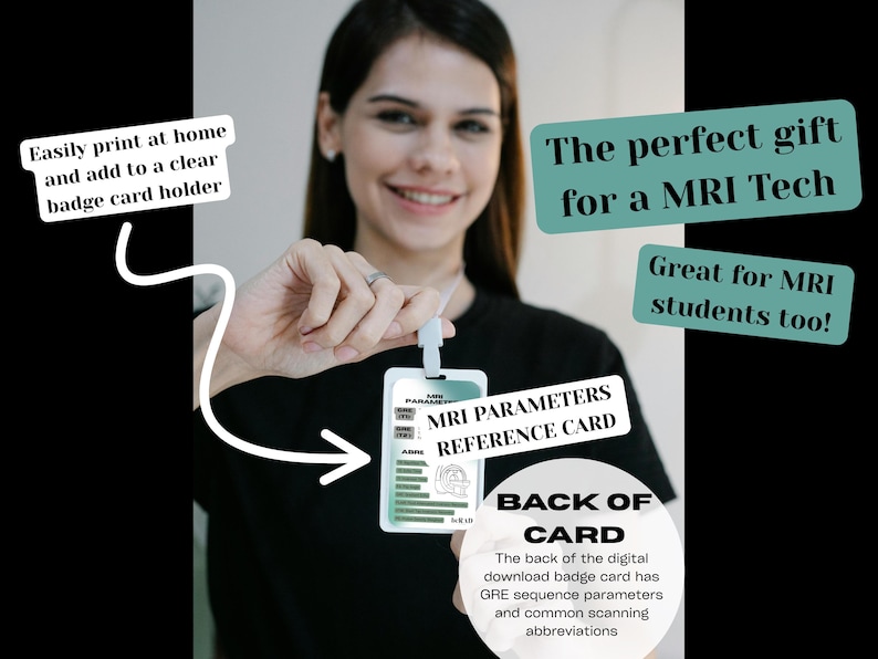 MRI Tech Scanning Parameters GREEN Badge Buddy-instant Download! MRI ...