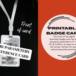 MRI Tech Badge Buddy: Scanning Parameters Cheat Sheet (digital Download ...