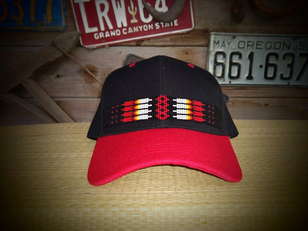 Native Beaded Baseball Cap. Many Feathers. One Size Fits All. - Etsy