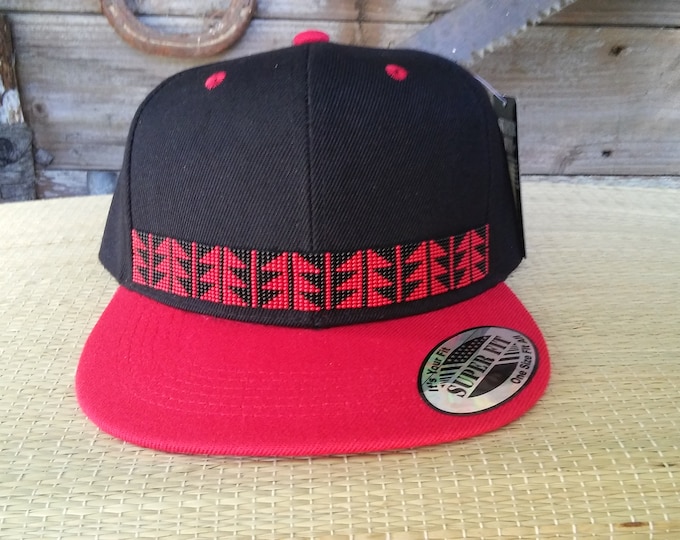Native Beaded Baseball Cap. Hat Flat Bill. up River. Down River. Basket ...