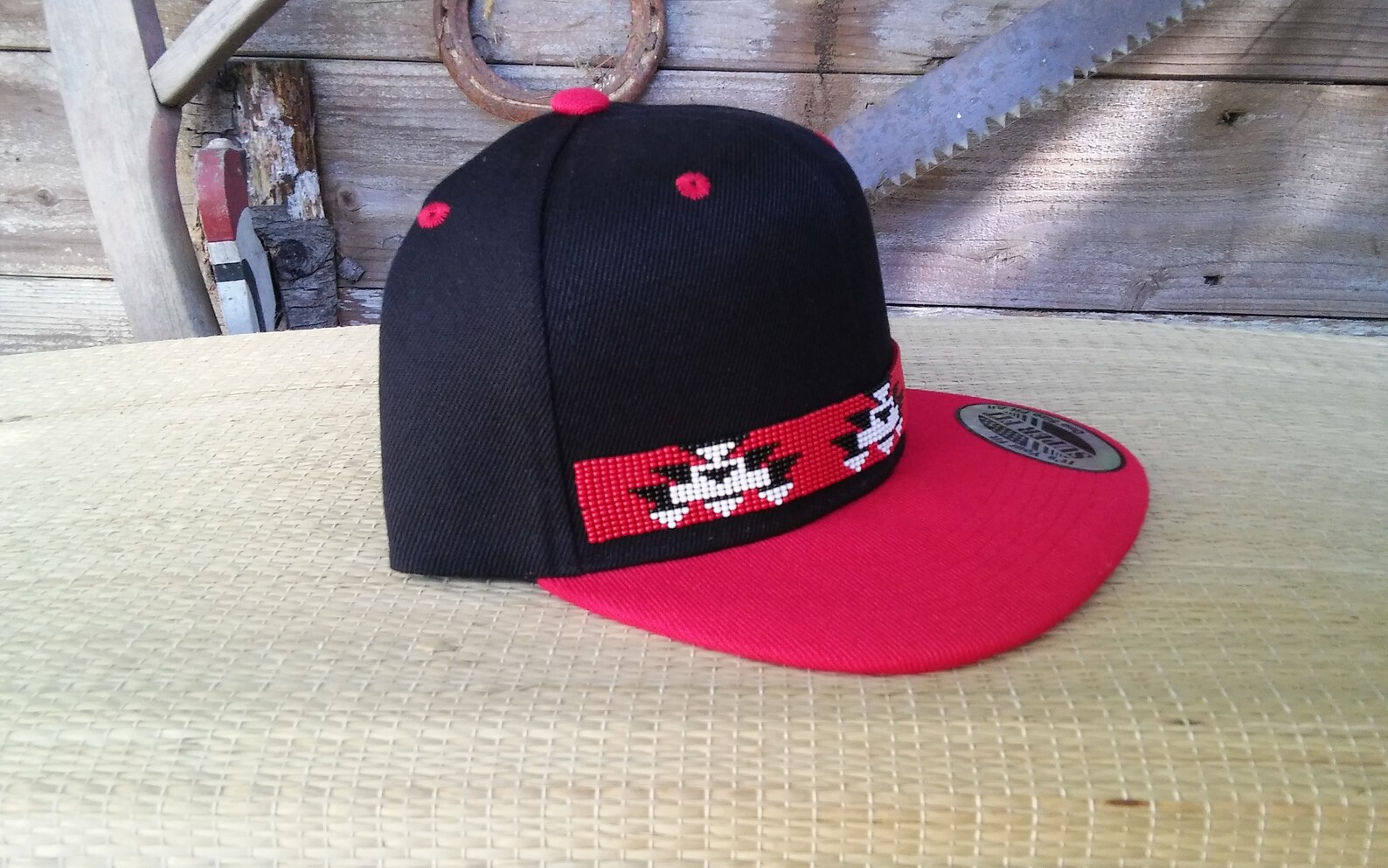 Native Beaded Baseball Cap. Hat Flat Bill. WOODPECKER. Basker | Etsy