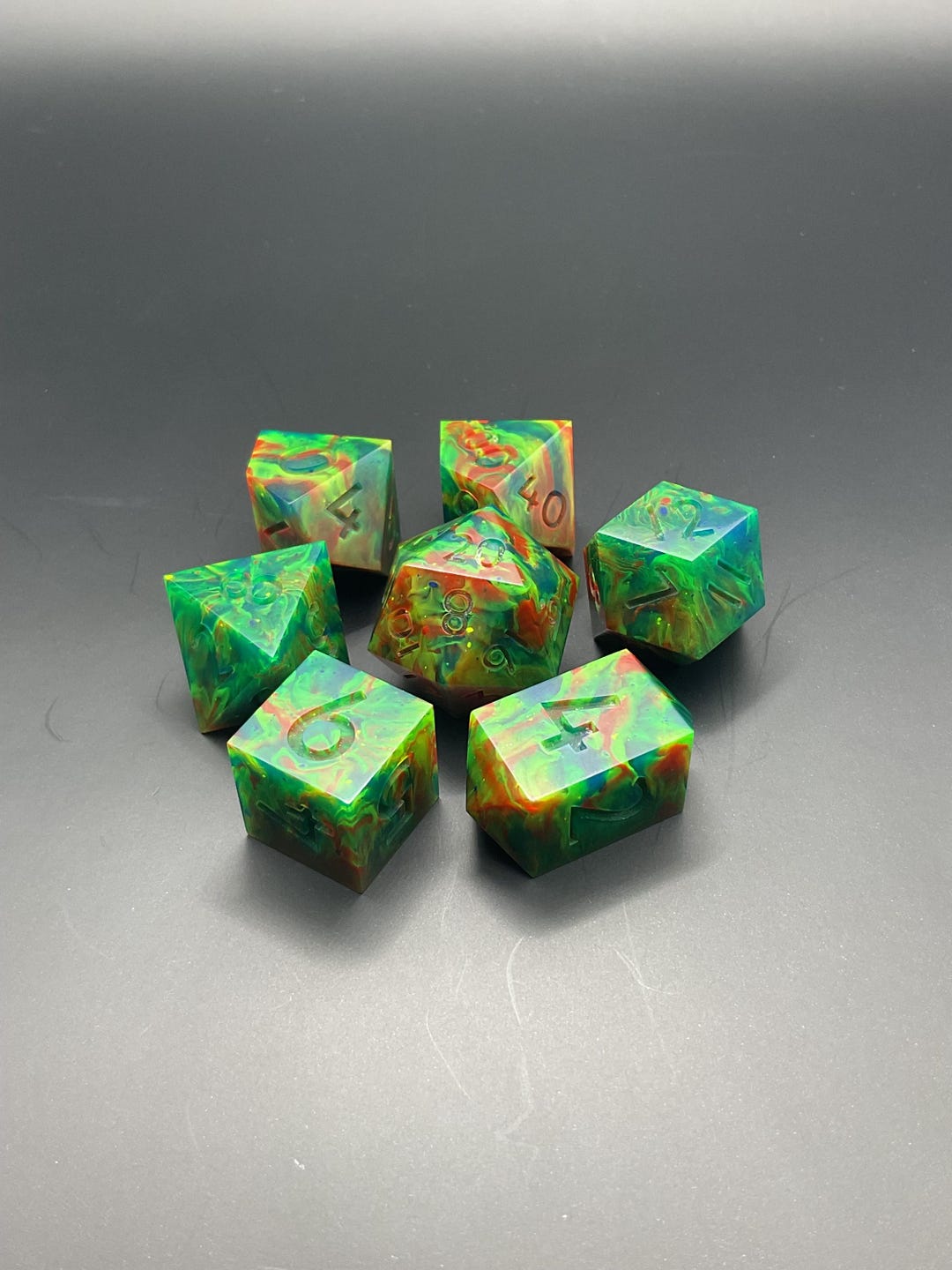 Tie Dye UV Reactive 7-piece Handmade Resin Dnd Dice Set - Etsy