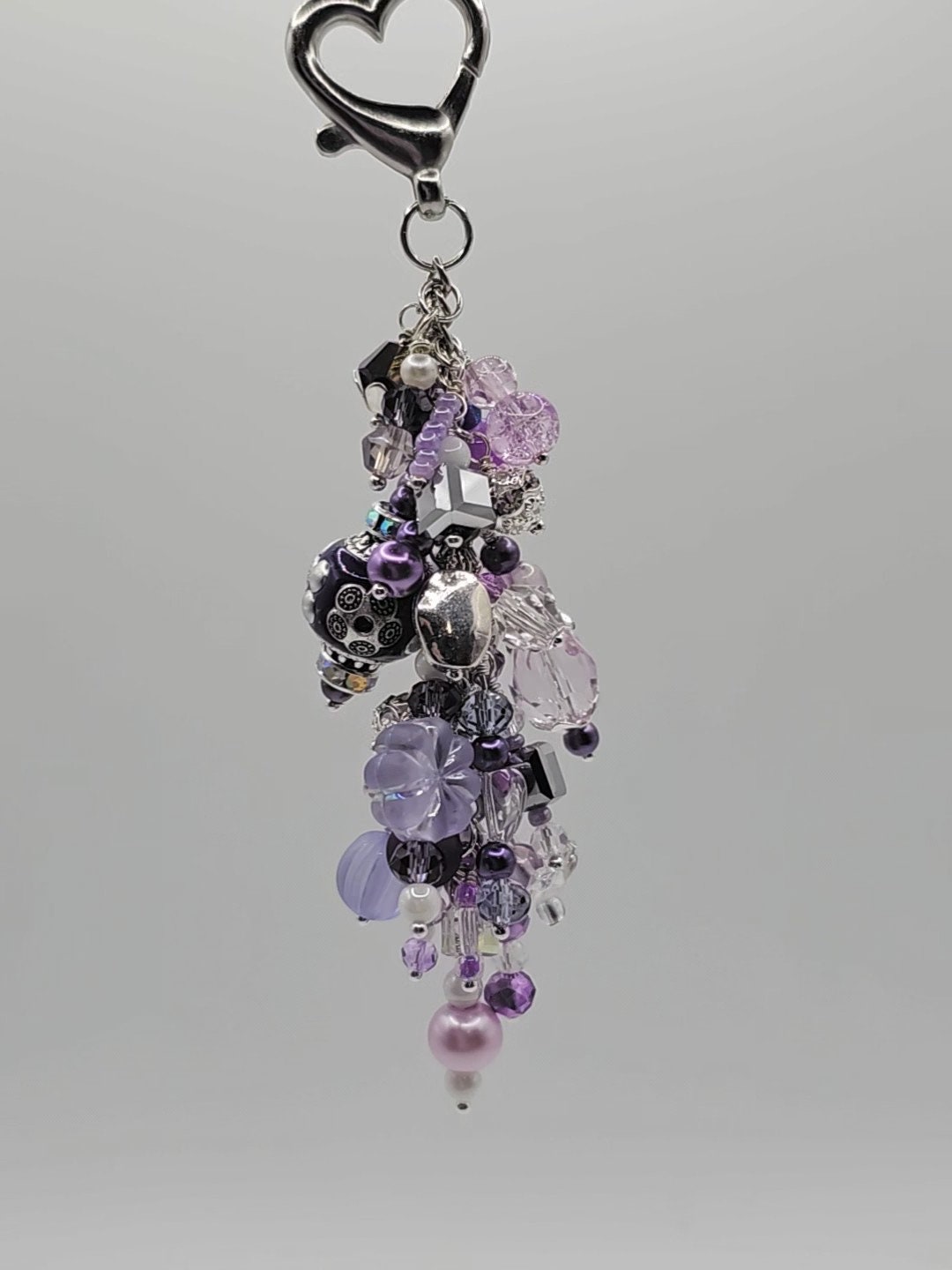 Hand Beaded Dangle Keychain or Bag Charm! Lilac Fields - Etsy
