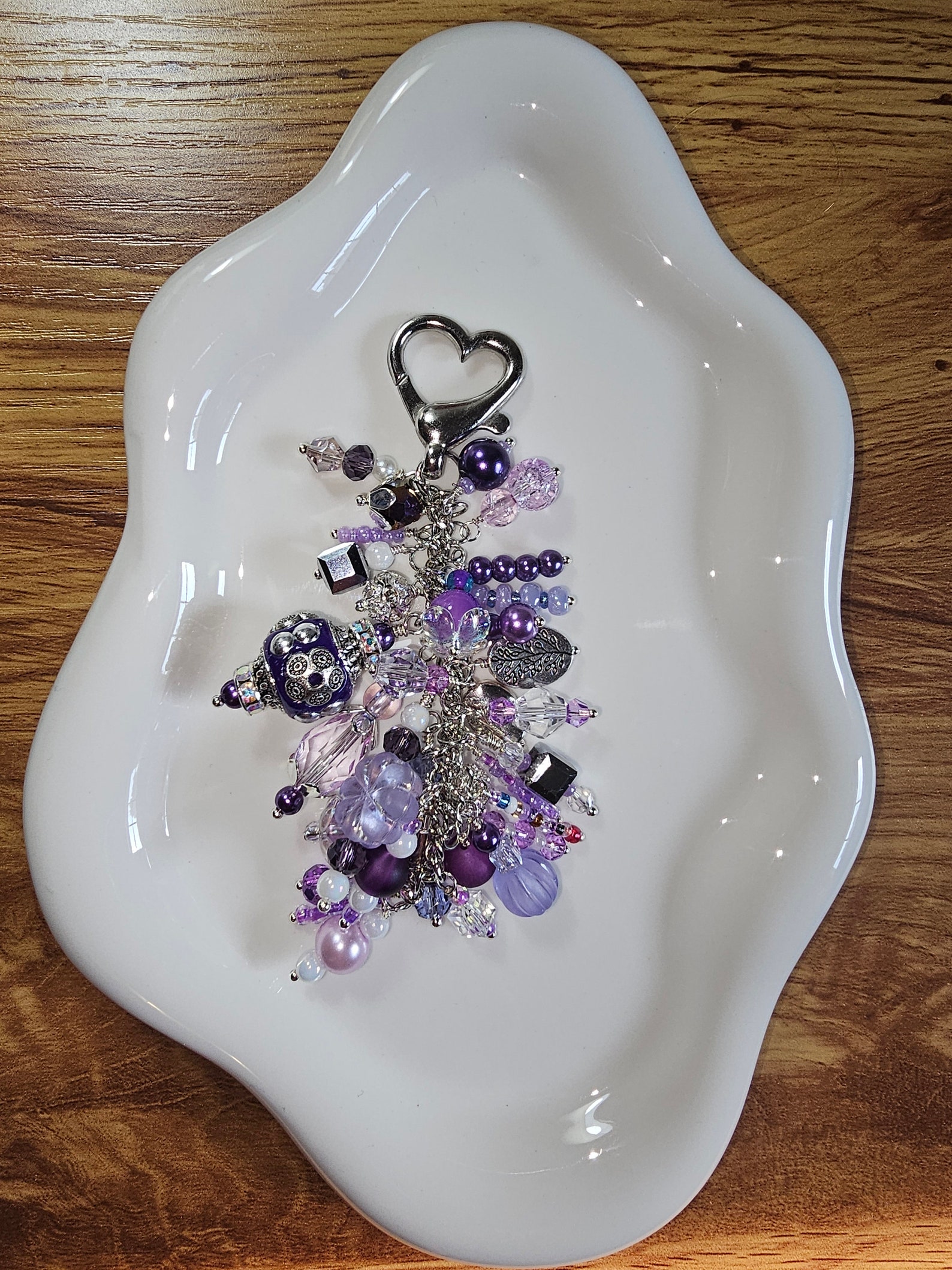 Hand Beaded Dangle Keychain or Bag Charm! Lilac Fields - Etsy