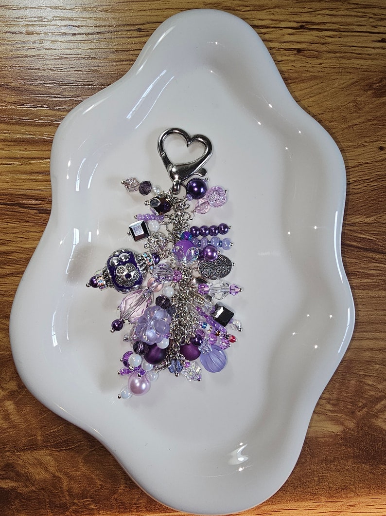 Hand Beaded Dangle Keychain or Bag Charm! Lilac Fields - Etsy