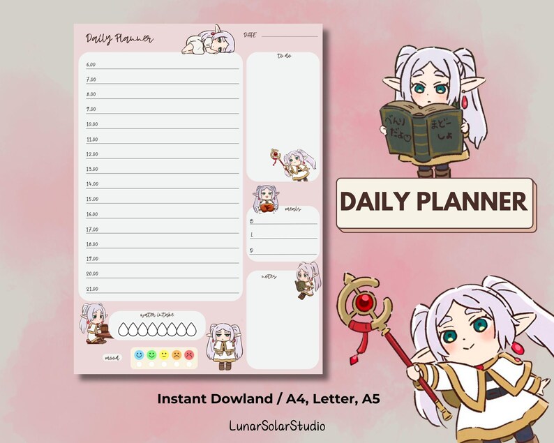 Cute Anime Planner Daily Planner Printable Instant Download Undated ...