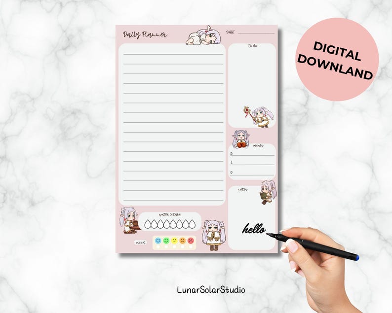 Cute Anime Planner Daily Planner Printable Instant Download Undated ...