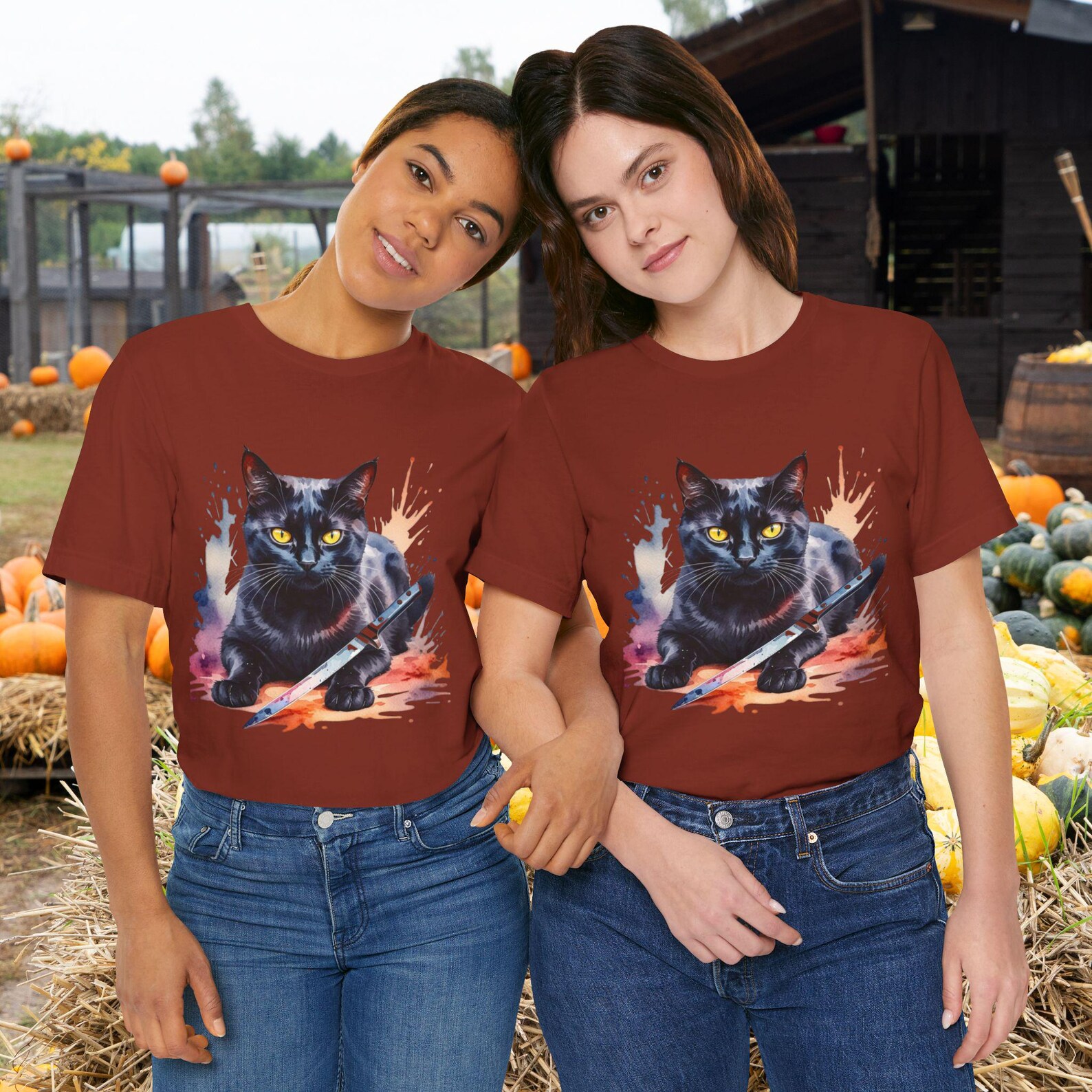 Stabby Kitty, Black Cat With Knife, Funny Halloween, Unisex Jersey ...