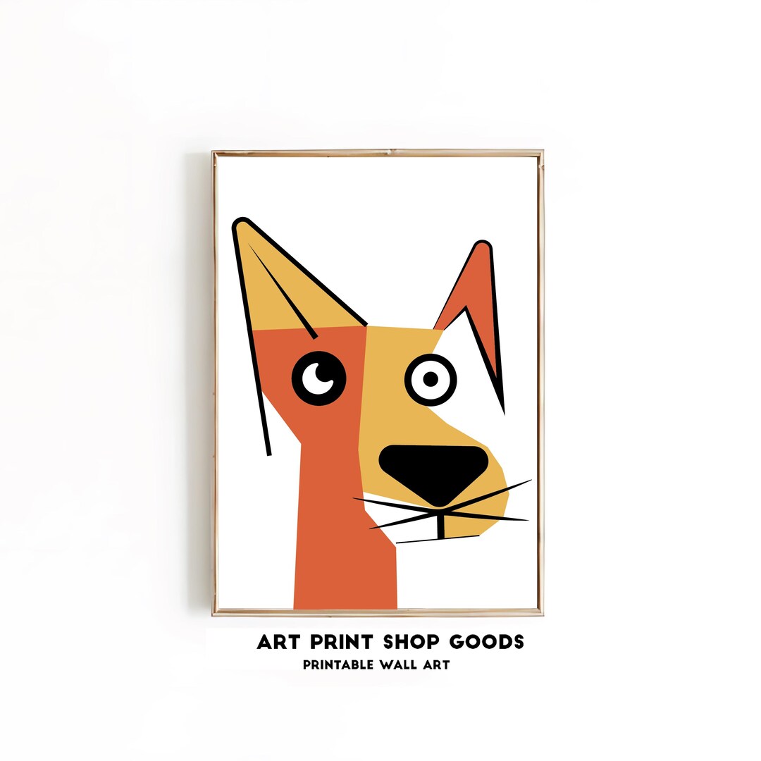 Cubist Cat in Bold Primary Colors – Modern Abstract Wall Art | Wall Art ...