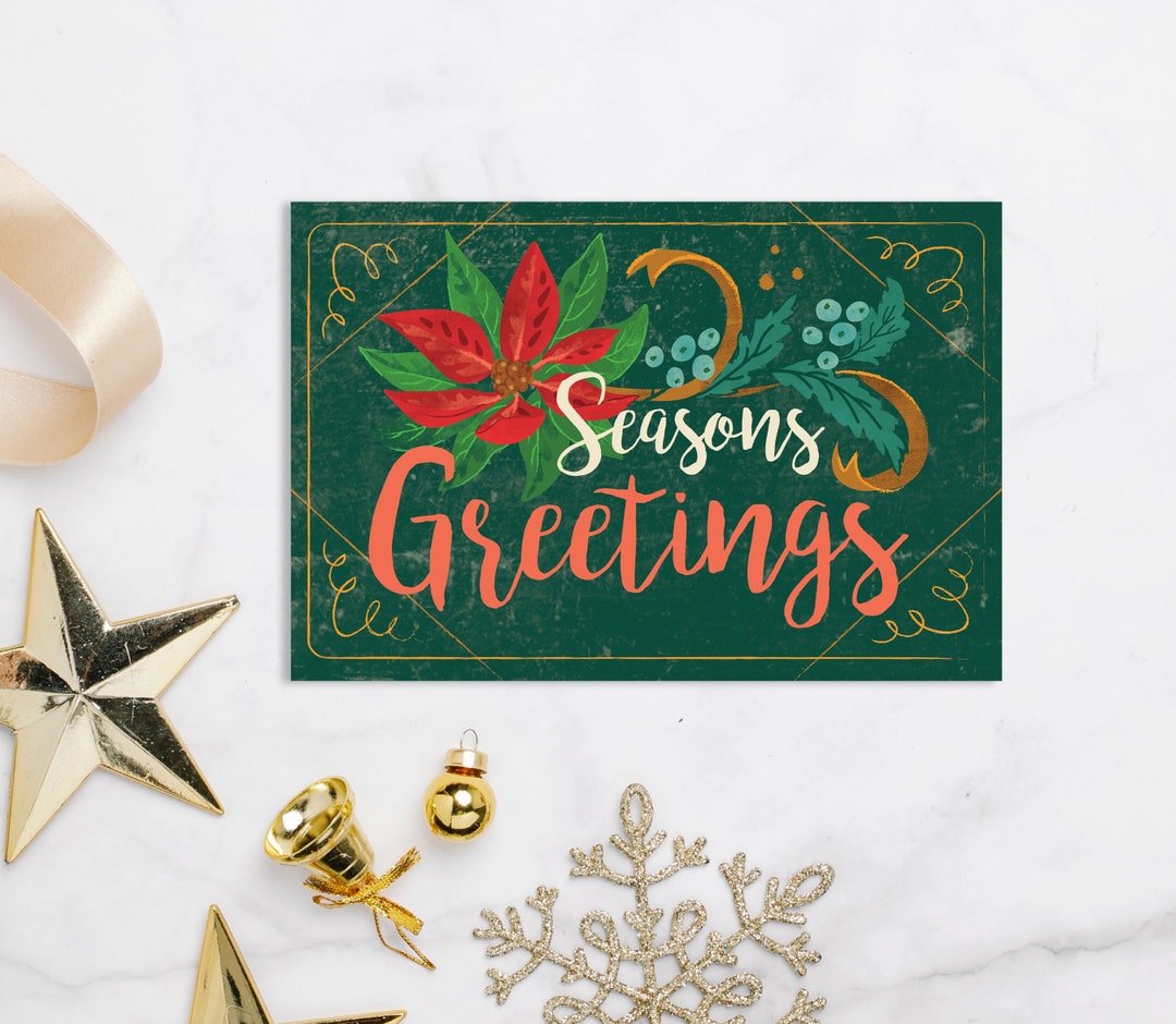 Seasons Greetings Holiday Card Digital File - Etsy