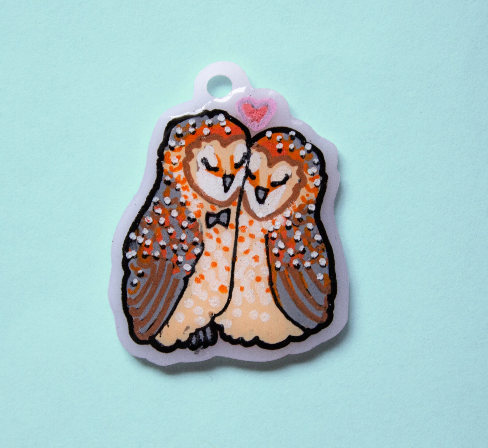 Cuddling Barn Owls Think + Shrink Charm - Etsy