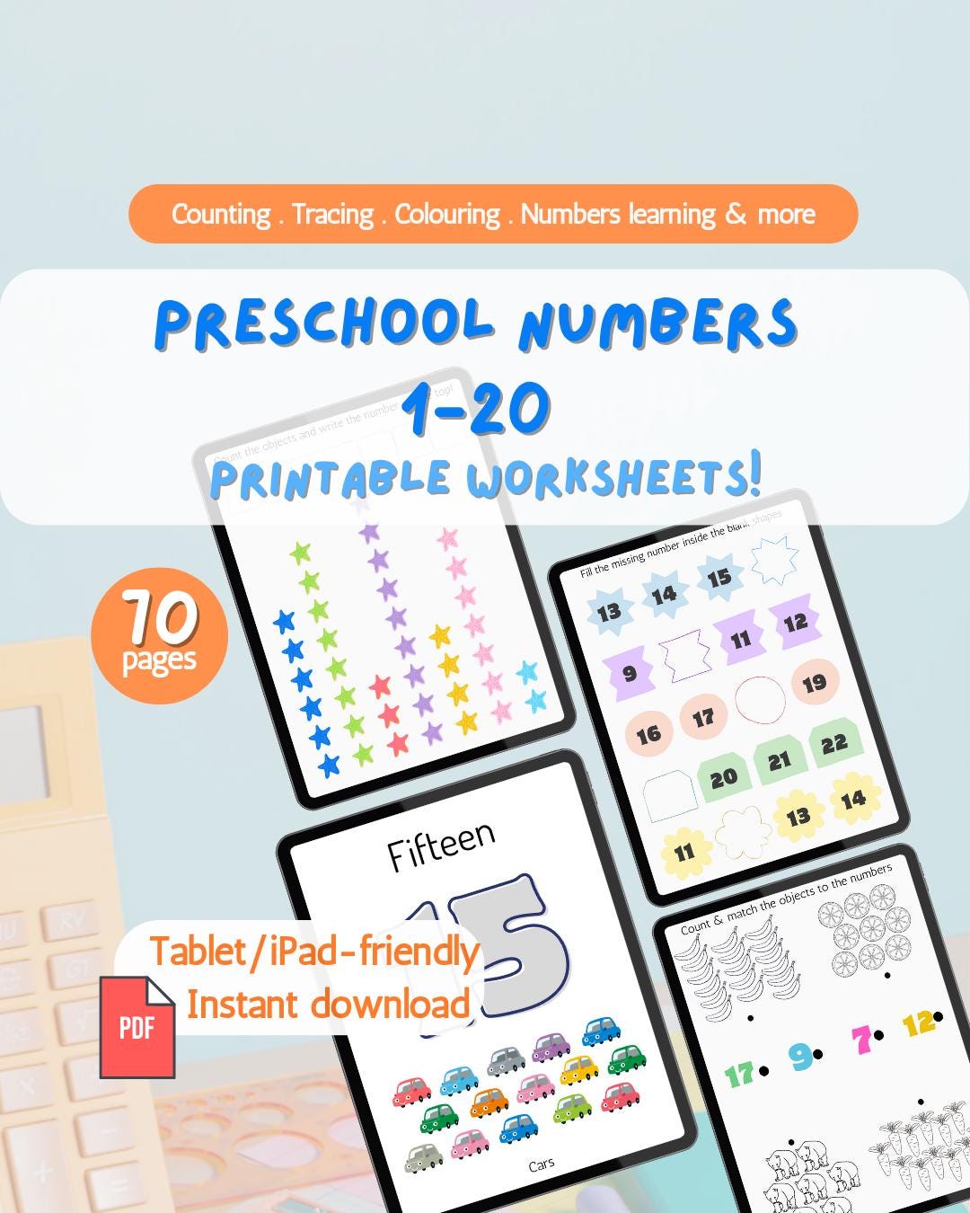 Preschool Numbers 1-20 Workbook, Toddler Activity Bundle, Kids ...