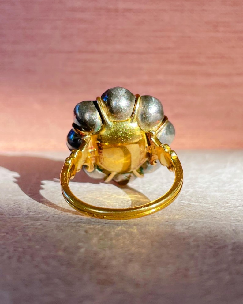 Antique Late 18th Century Portuguese 18K Gold and Silver Chrysoberyl Minas Novas Cluster Ring - Etsy