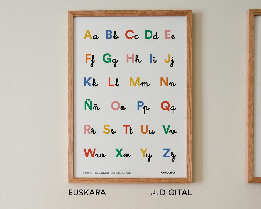 Basque Alphabet: Printable Poster for Children digital Download. Early ...