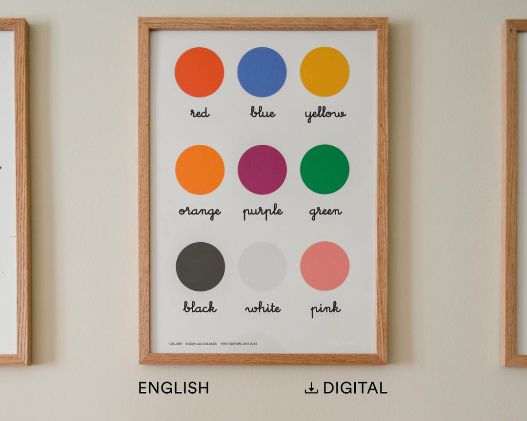 Colors in English: Printable Poster for Children digital Download ...