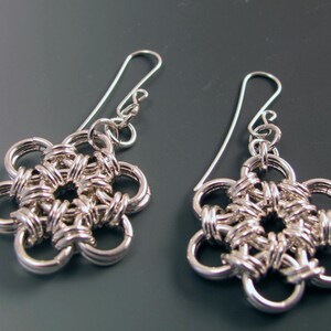 Japanese Pattern Chain Maille Earrings Sterling Silver Handmade Chain ...