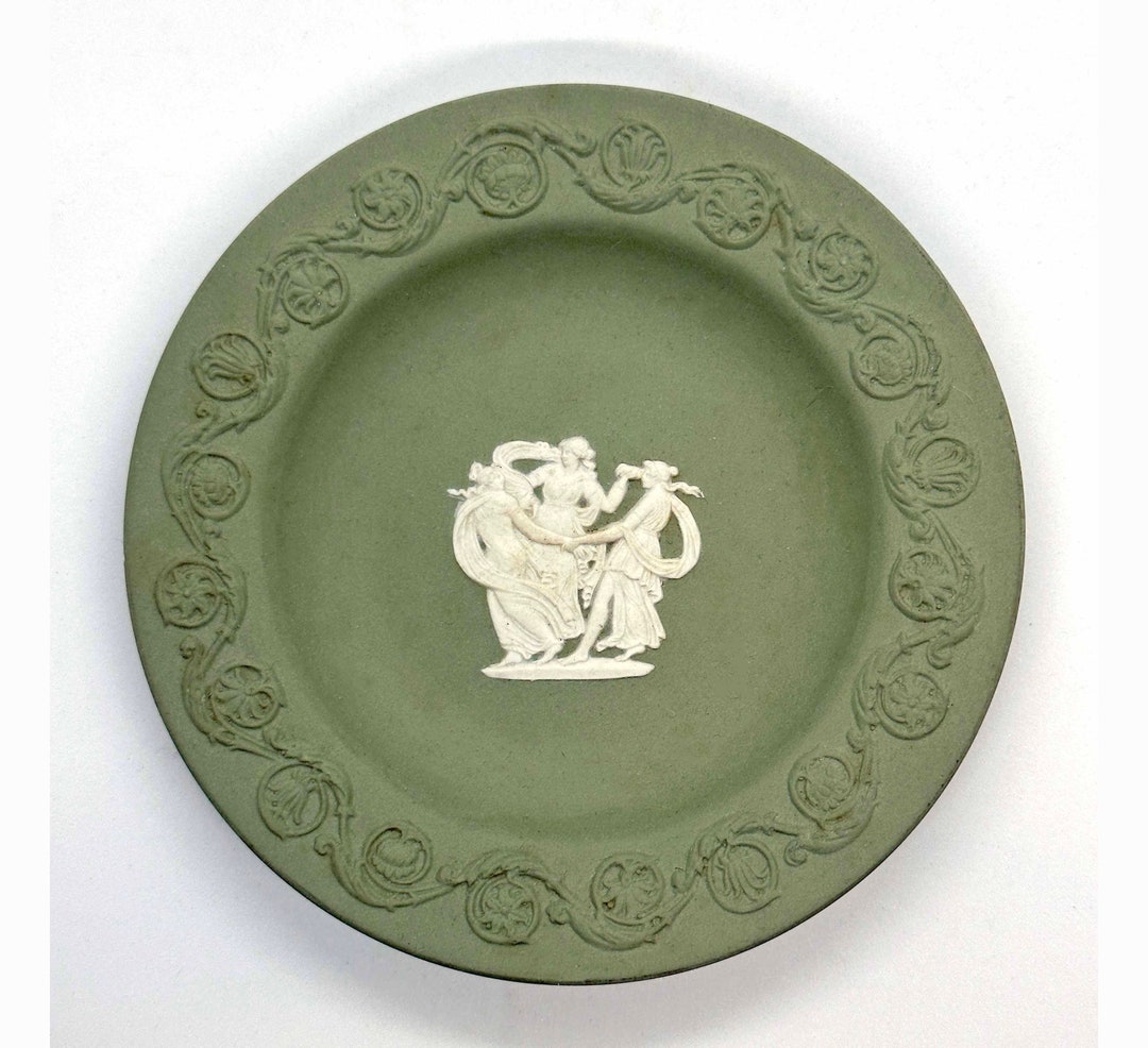 RARE Vintage Wedgwood Jasperware Green Classical Ladies Dancing Small ...