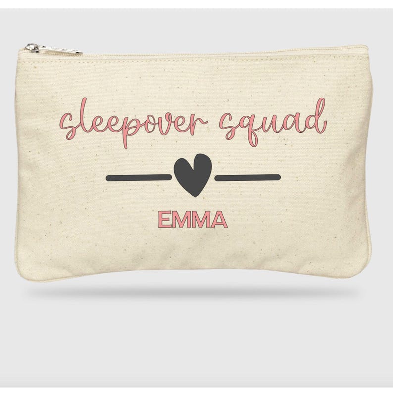 Custom Girls Sleepover Squad Cosmetic Pouch: Personalized Birthday ...