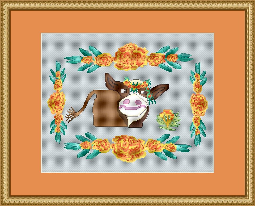 Cross Stitch Pattern, Happy Cow Cross Stitch Pattern, Farm Animals ...