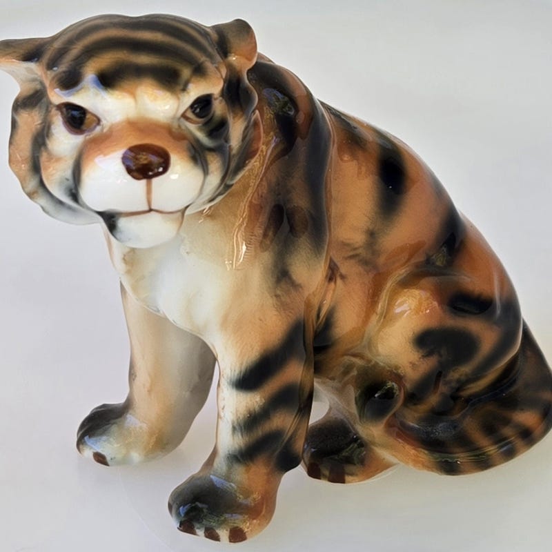 Porcelain Tiger Figurine - Etsy