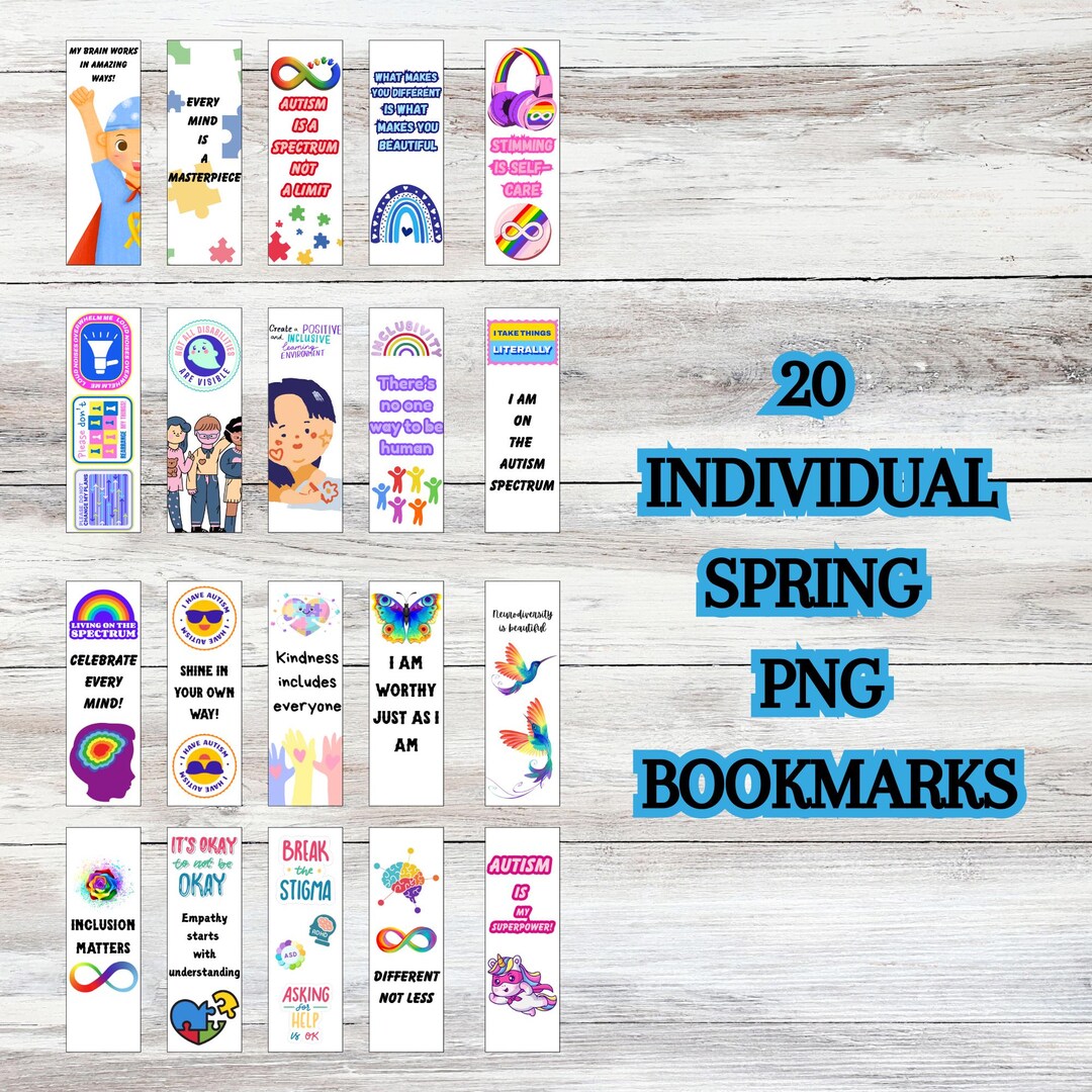 20 Autism Awareness Bookmarks Printable Educational Inclusion Gifts for ...