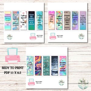 Motivational Quote Bookmarks | Printable Affirmation Bookmark Set ...
