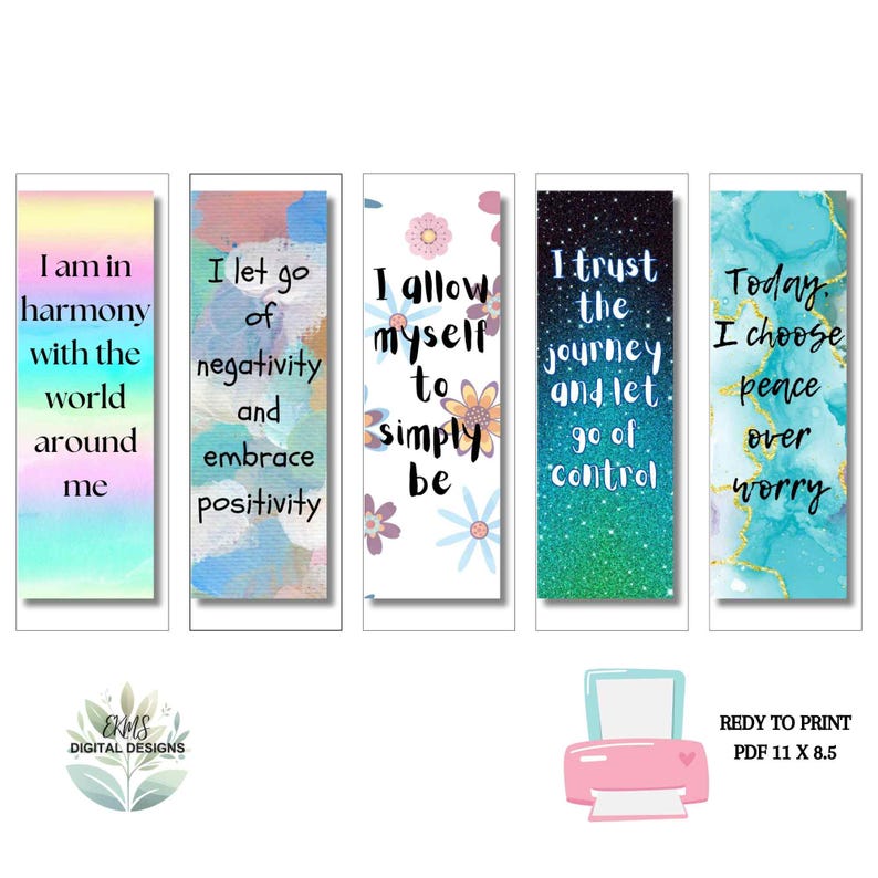 Motivational Quote Bookmarks | Printable Affirmation Bookmark Set ...