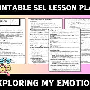 Printable Mindfulness Exploring My Emotions Lesson Plan for Kids ...