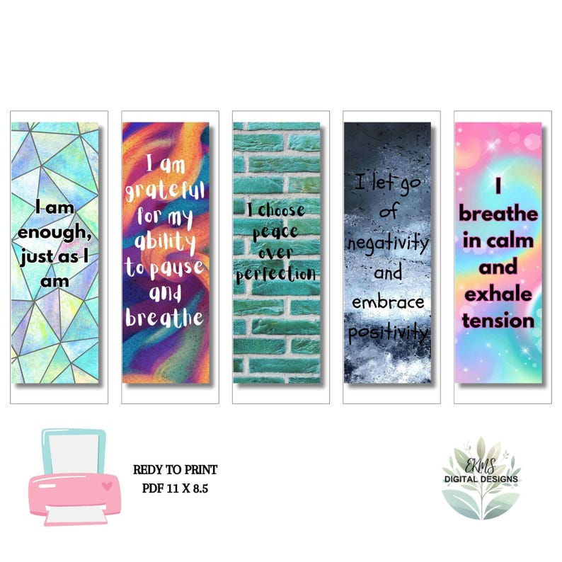 Motivational Quote Bookmarks | Printable Affirmation Bookmark Set ...