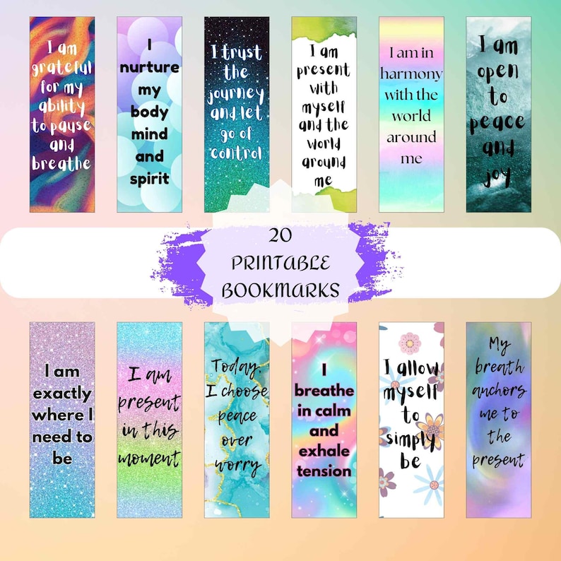 Motivational Quote Bookmarks | Printable Affirmation Bookmark Set ...