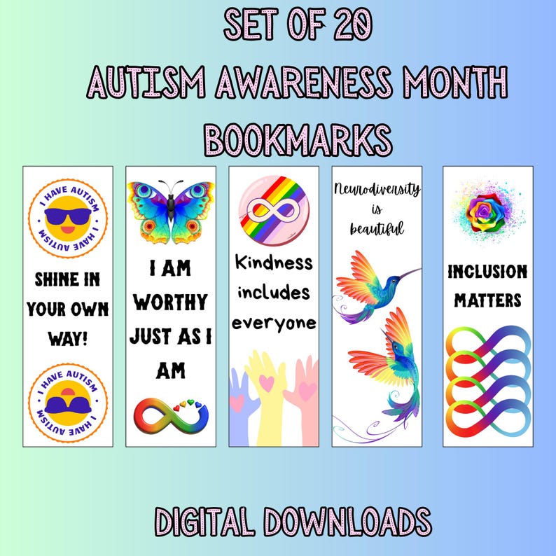 Autism Awareness Month, Bookmarks Fir Kids, Neurodiversity Gifts, Gift ...