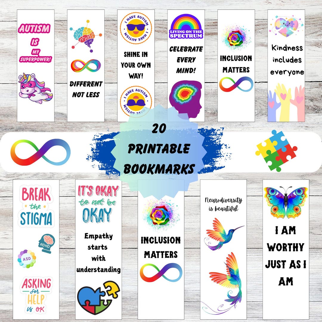 Autism Awareness Bookmarks Set of 20 Neurodiversity Acceptance ...