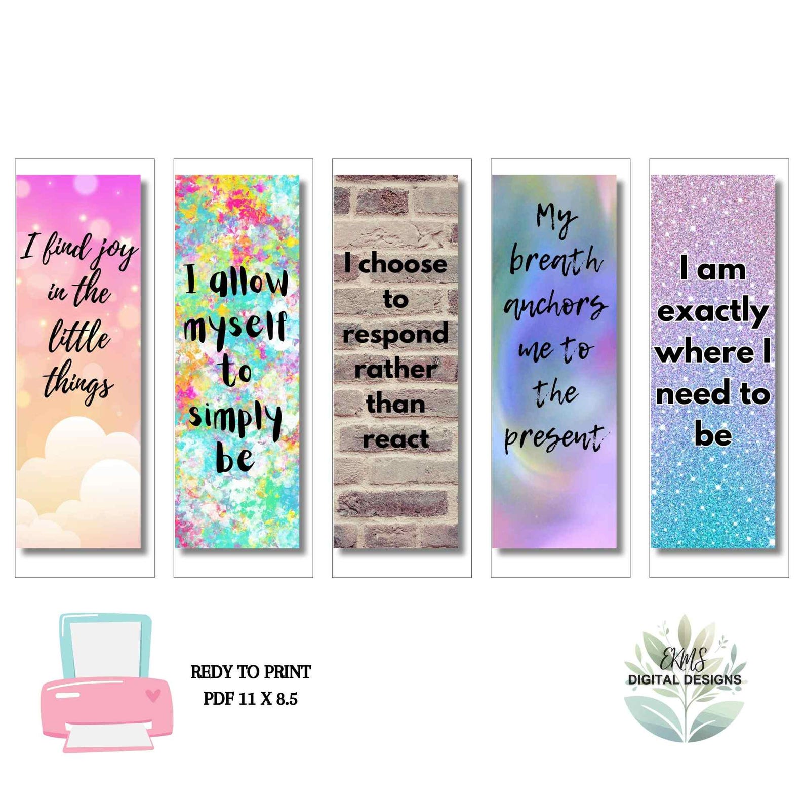 Motivational Quote Bookmarks | Printable Affirmation Bookmark Set ...