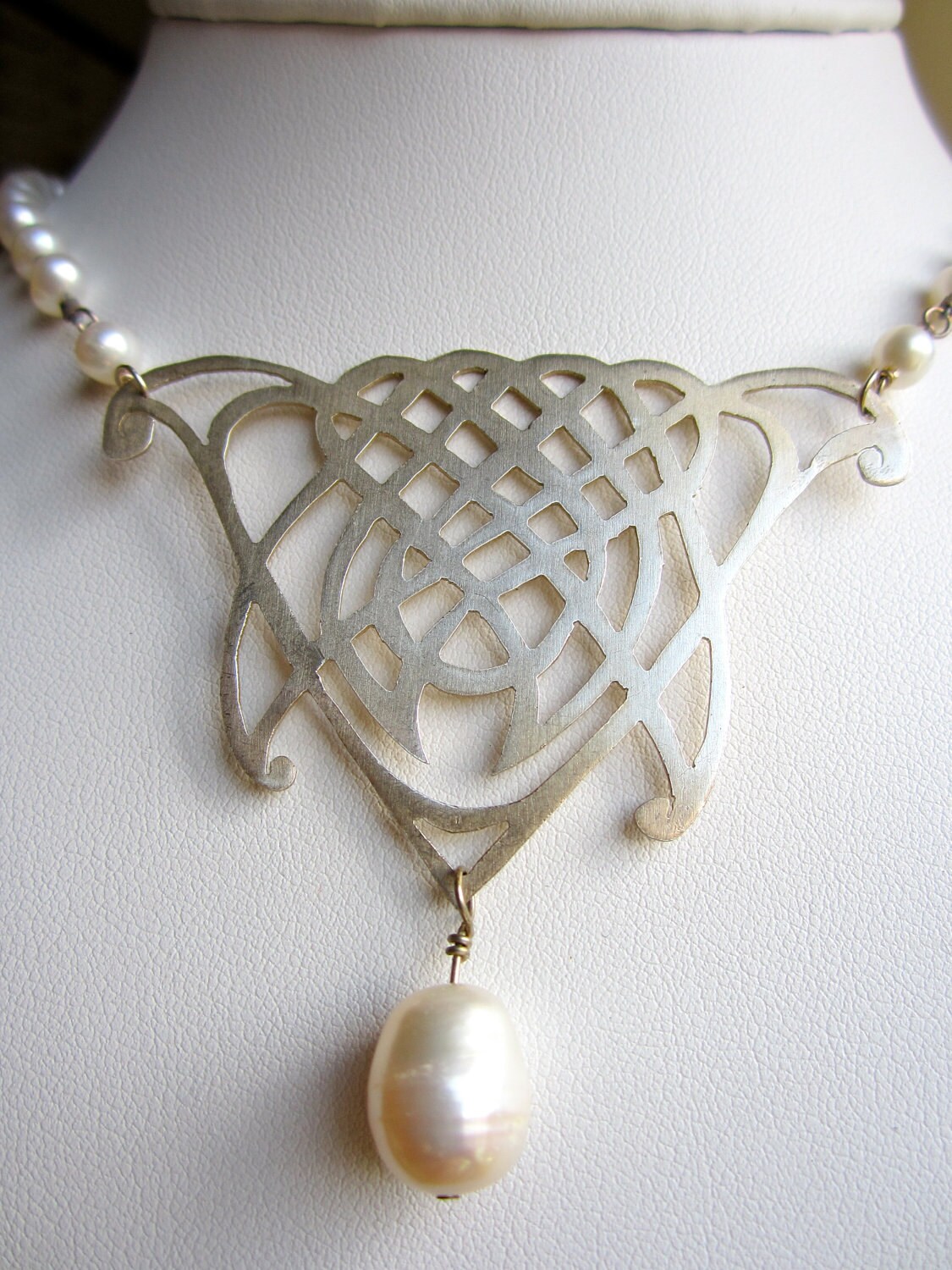 SOLD Hand Cut Silver Fretwork With Freshwater Pearls - Etsy
