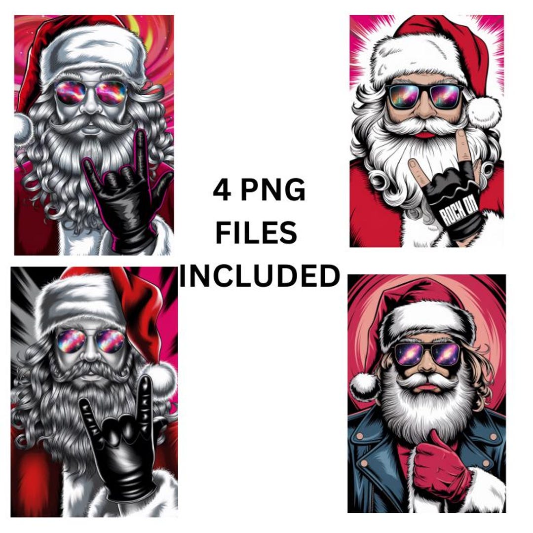Rocker Santa, Christmas, Santa PNG - Etsy