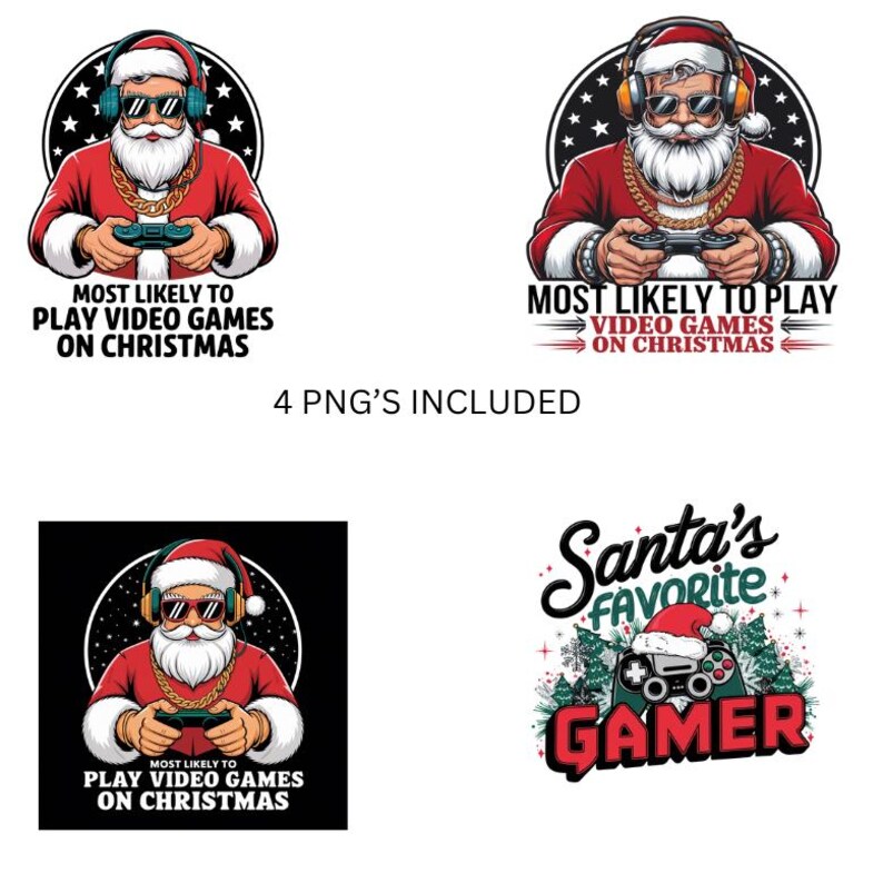 Santa Gamer, Christmas Video Games, PNG, Gaming, Favorite Gamer - Etsy