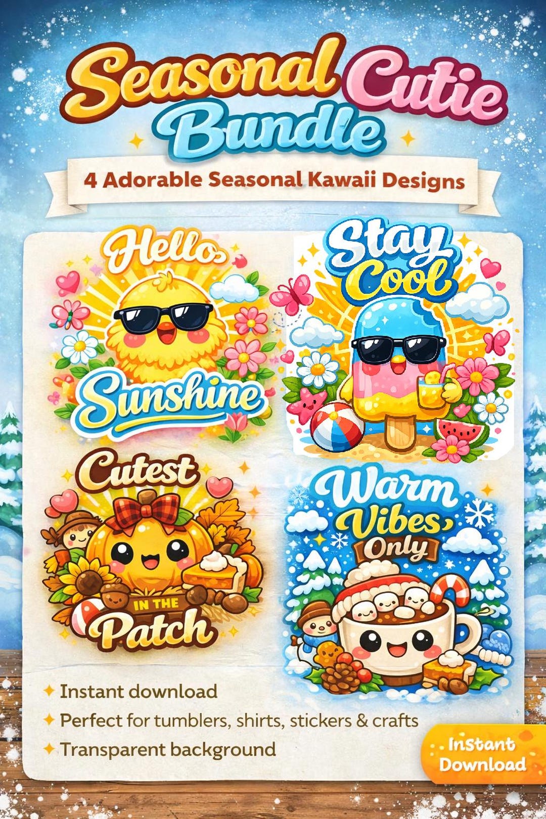 Seasonal Cutie Bundle – 4 PNG Designs for Tumblers, Shirts & Crafts - Etsy