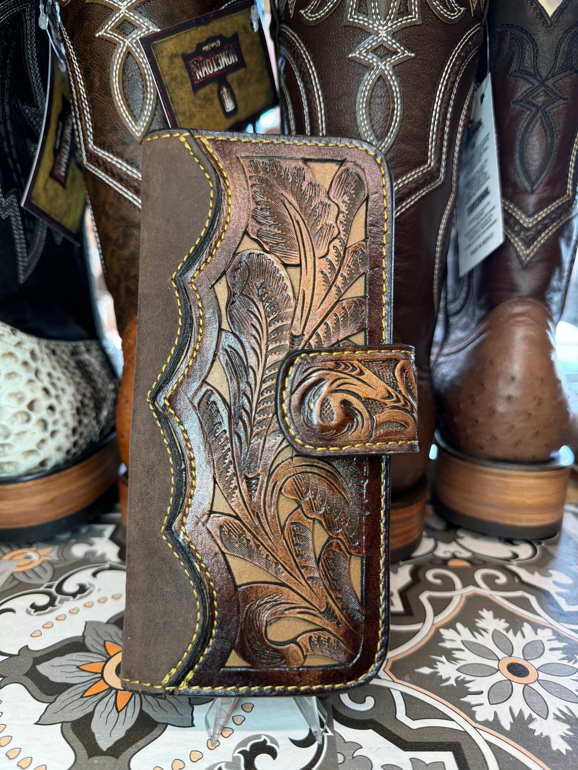 Hand Tooled Leather Wallet - Etsy