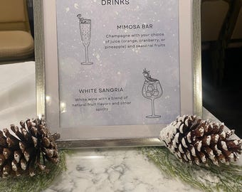 Editable Winter Bridal Shower Signature Drinks Menu Template INSTANT ...