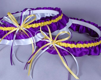Louisiana State University LSU Inspired White Lace Wedding Garter Belt ...