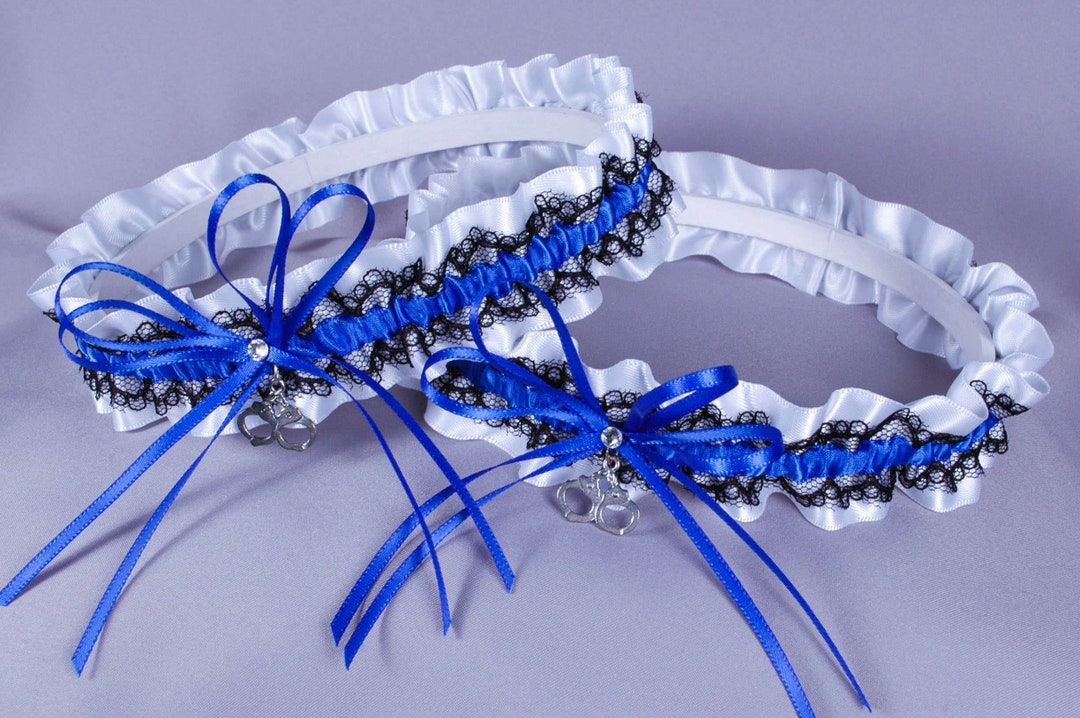 Thin Blue Line Police Officer Lace Wedding Garter Set - Etsy