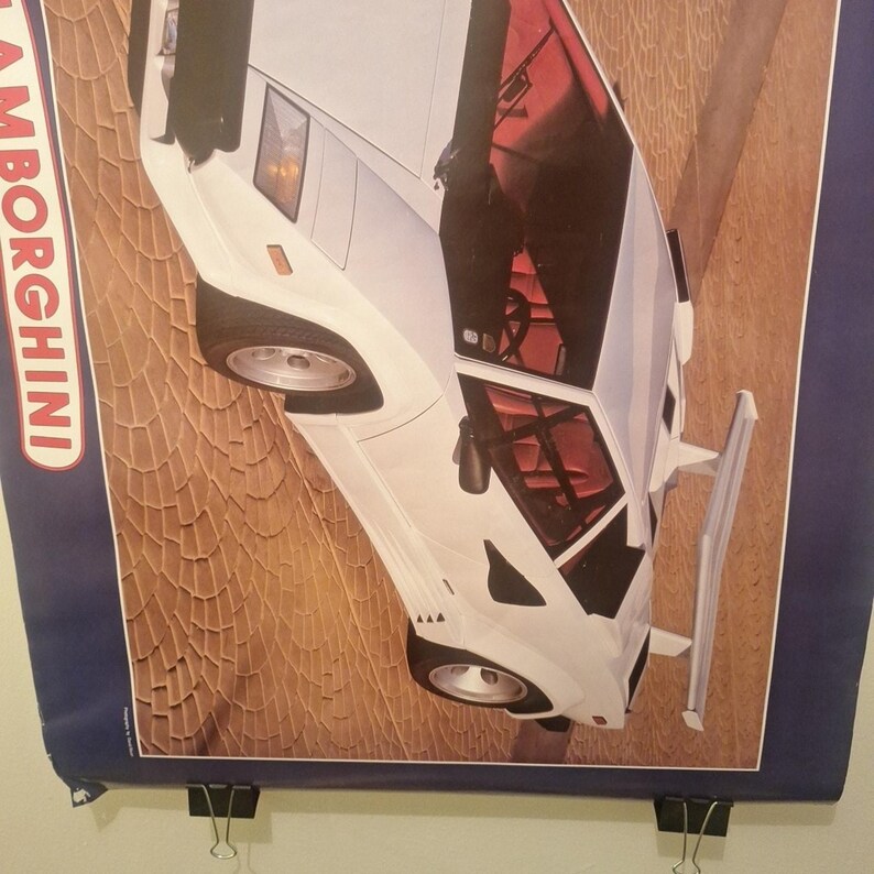 Vintage 1988 Lamborghini White Poster Man Cave Car Garage One Stop ...