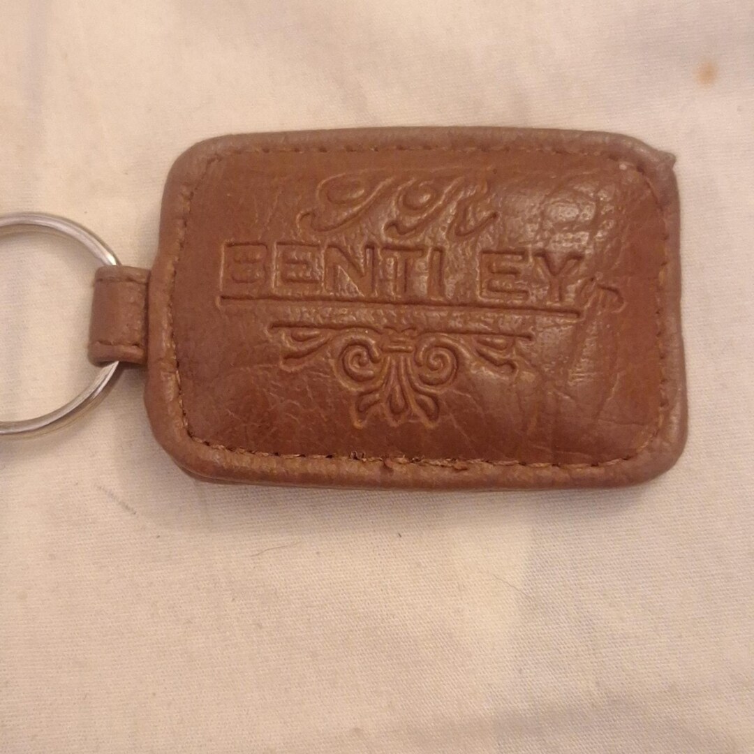 Vintage TR Bentley Leather Keychain Puffy Brown Stitched Keyring Fob - Etsy